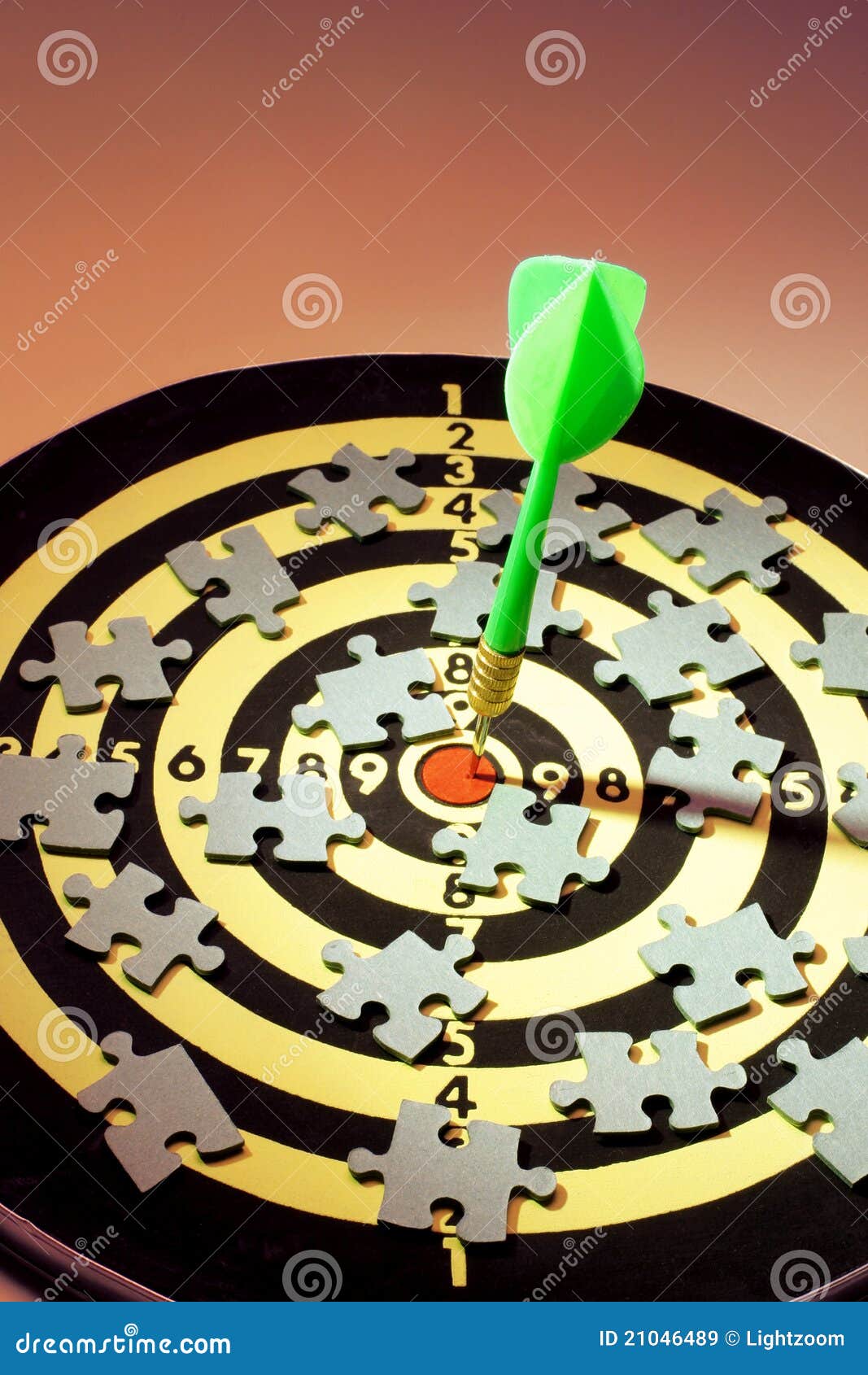 Jigsaw Puzzle Pieces and Dart Board Stock Image - Image of accuracy ...