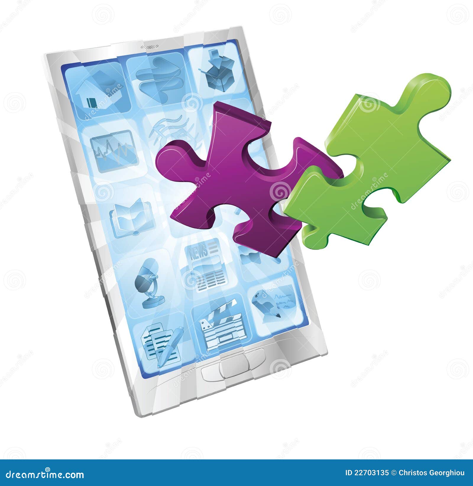 Jigsaw Puzzle Pieces Flying Out of Phone Stock Vector - Illustration of ...