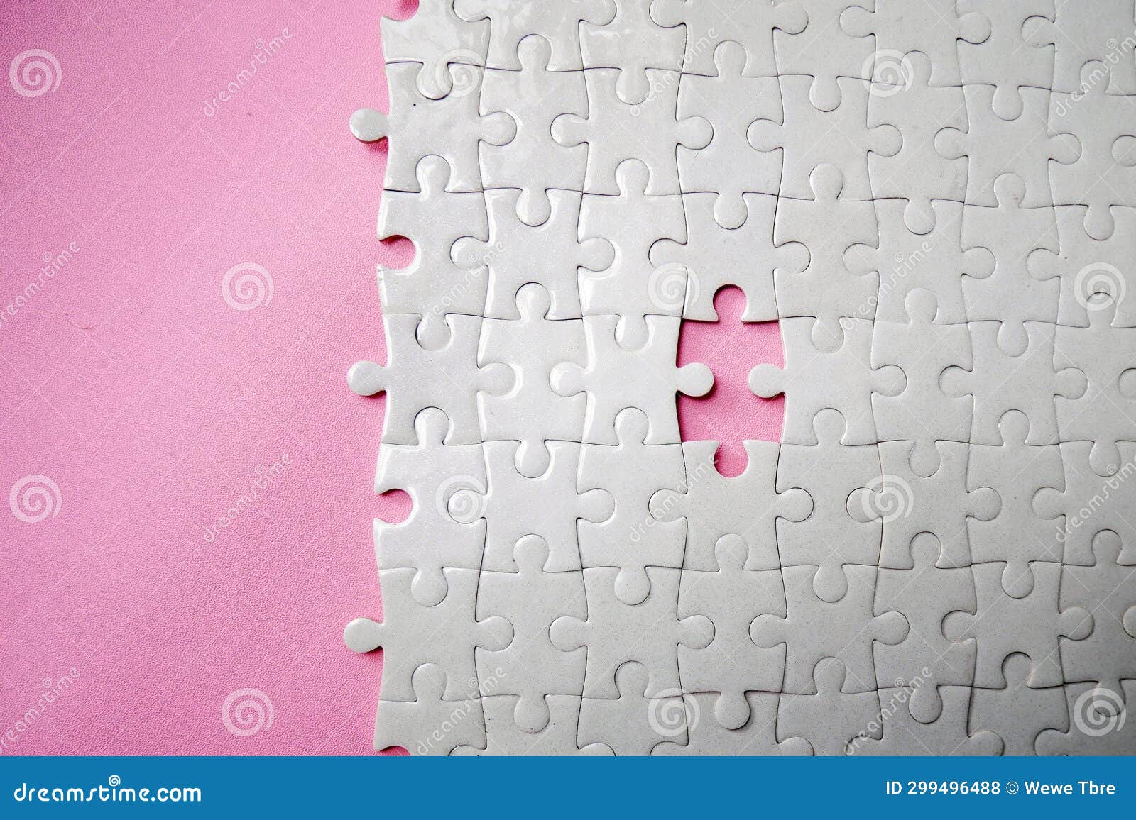 White Jigsaw Puzzle Pattern Missing Pieces on Pink Background. Stock ...