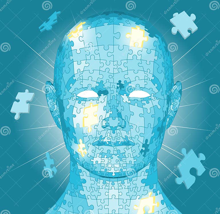 Jigsaw puzzle pieces head stock vector. Illustration of brain - 20777979
