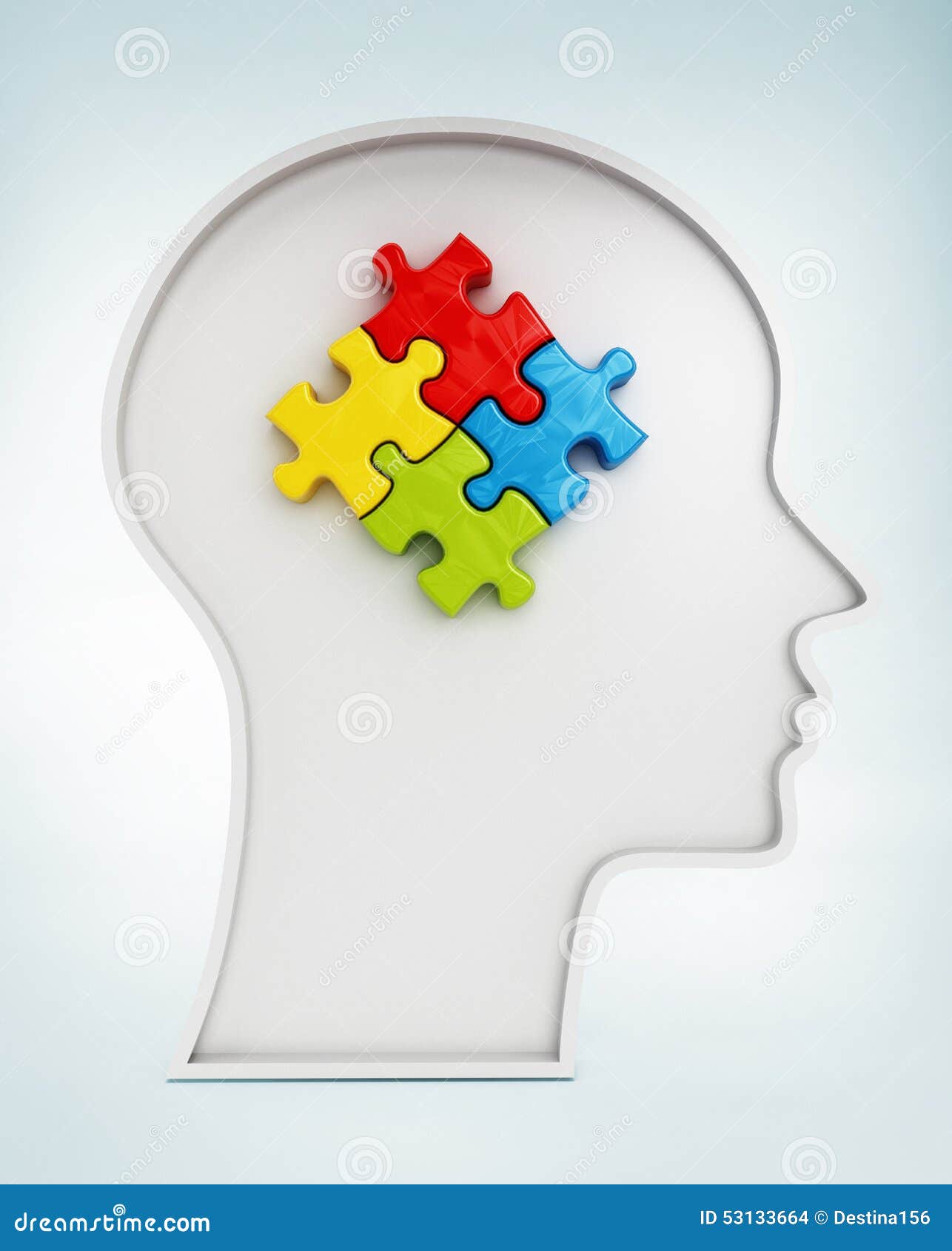 Jigsaw Puzzle Pieces Inside Human Head Shape Stock Illustration ...