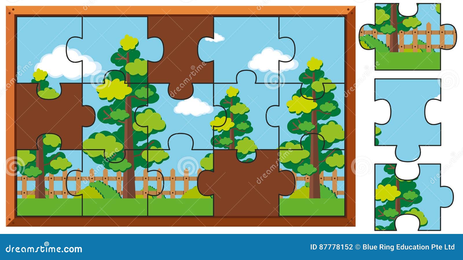 Jigsaw Puzzle Pieces of Trees in Park Stock Vector - Illustration of ...