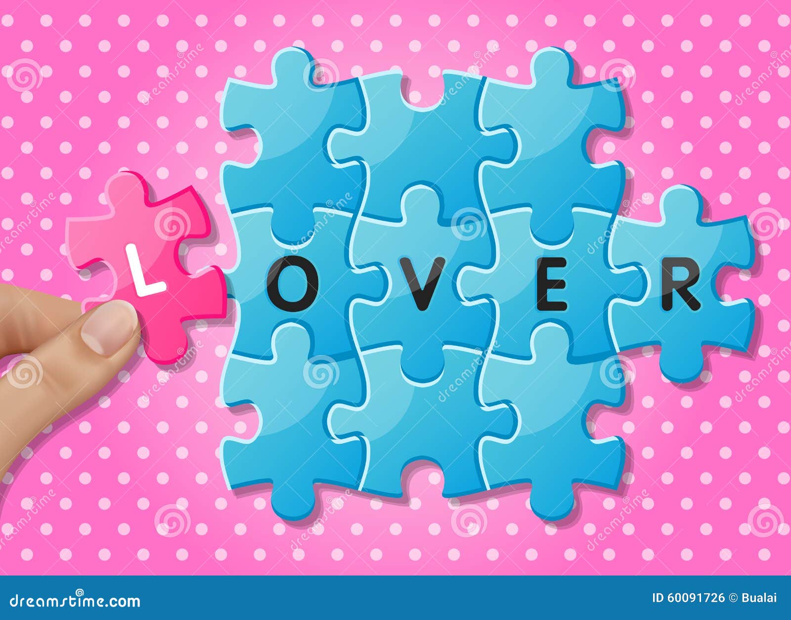 Jigsaw Puzzle Pieces with Words Lover Stock Vector - Illustration of ...