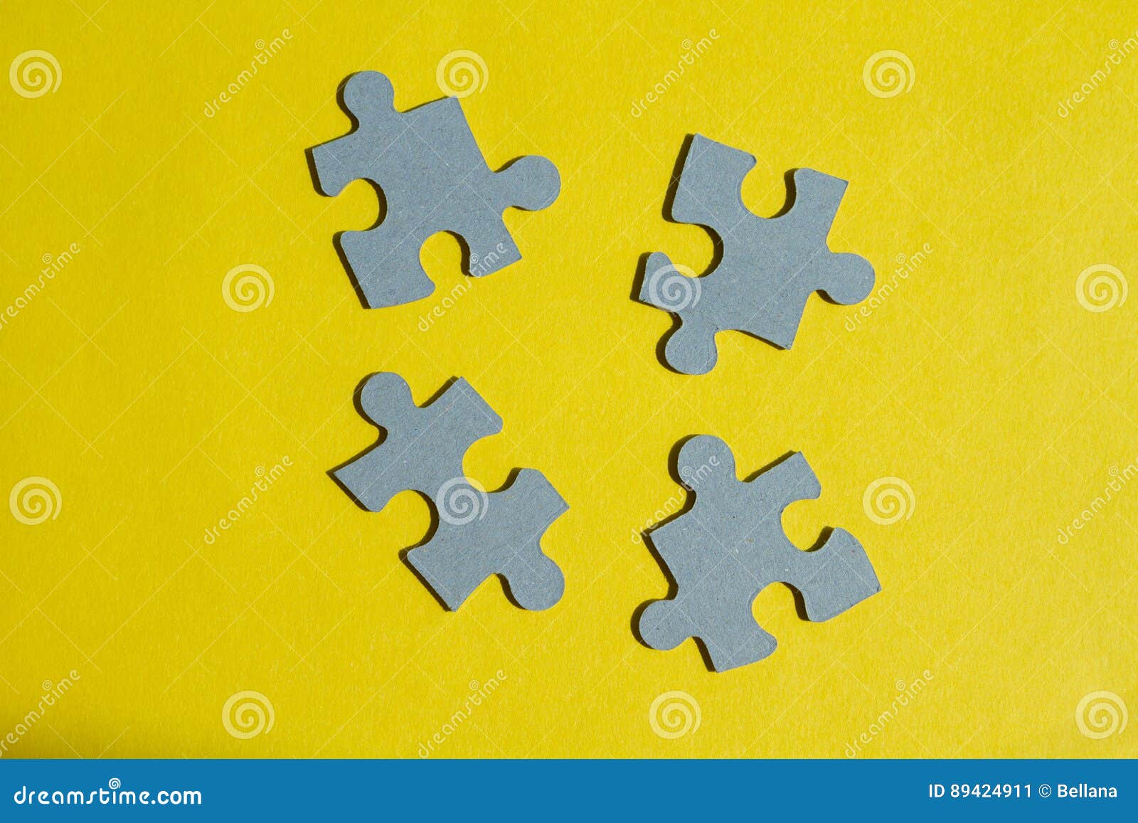 Jigsaw Puzzle Pieces on Yellow Background Stock Image - Image of close ...