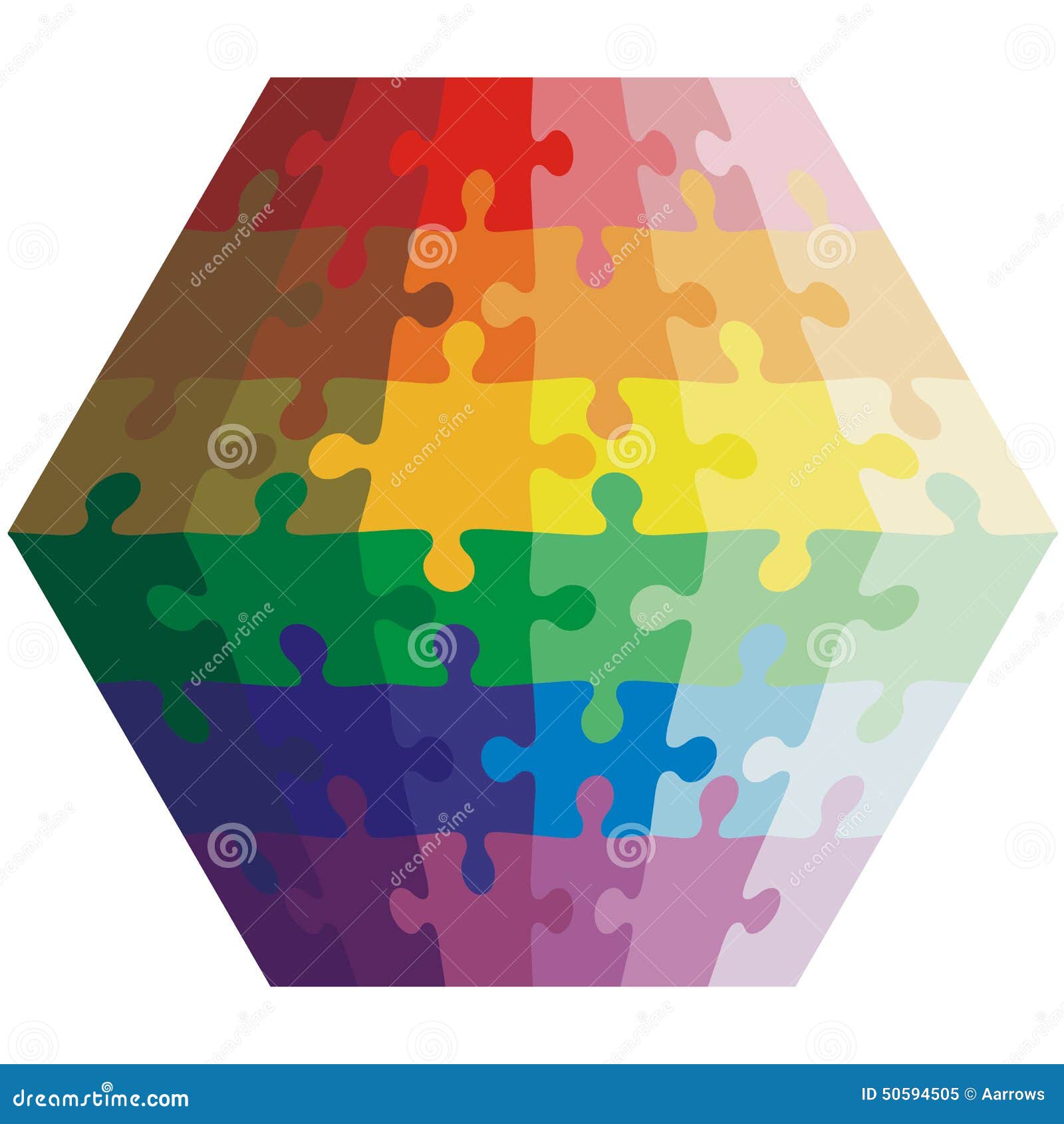Jigsaw Puzzle Shape of a Polygon, Colors Rainbow Stock Vector ...