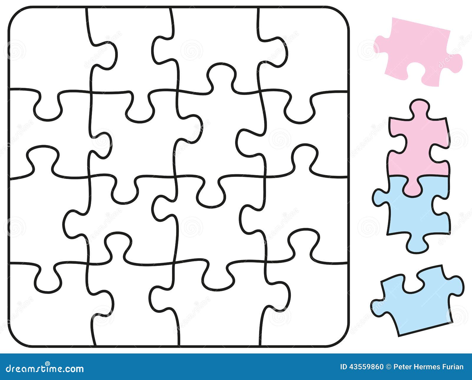 Jigsaw Puzzle Square stock vector. Illustration of pieces - 43559860