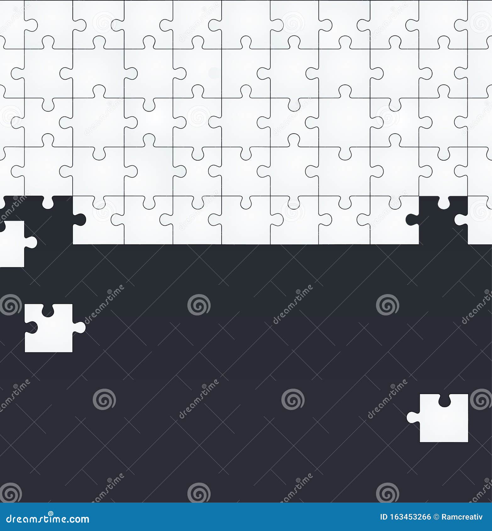 Jigsaw Puzzle Template. White Puzzles on a Dark Background Stock Vector ...