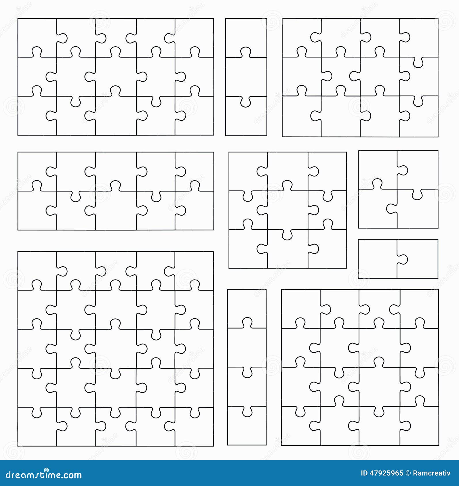 Jigsaw Puzzle Templates on White Background. Stock Vector ...