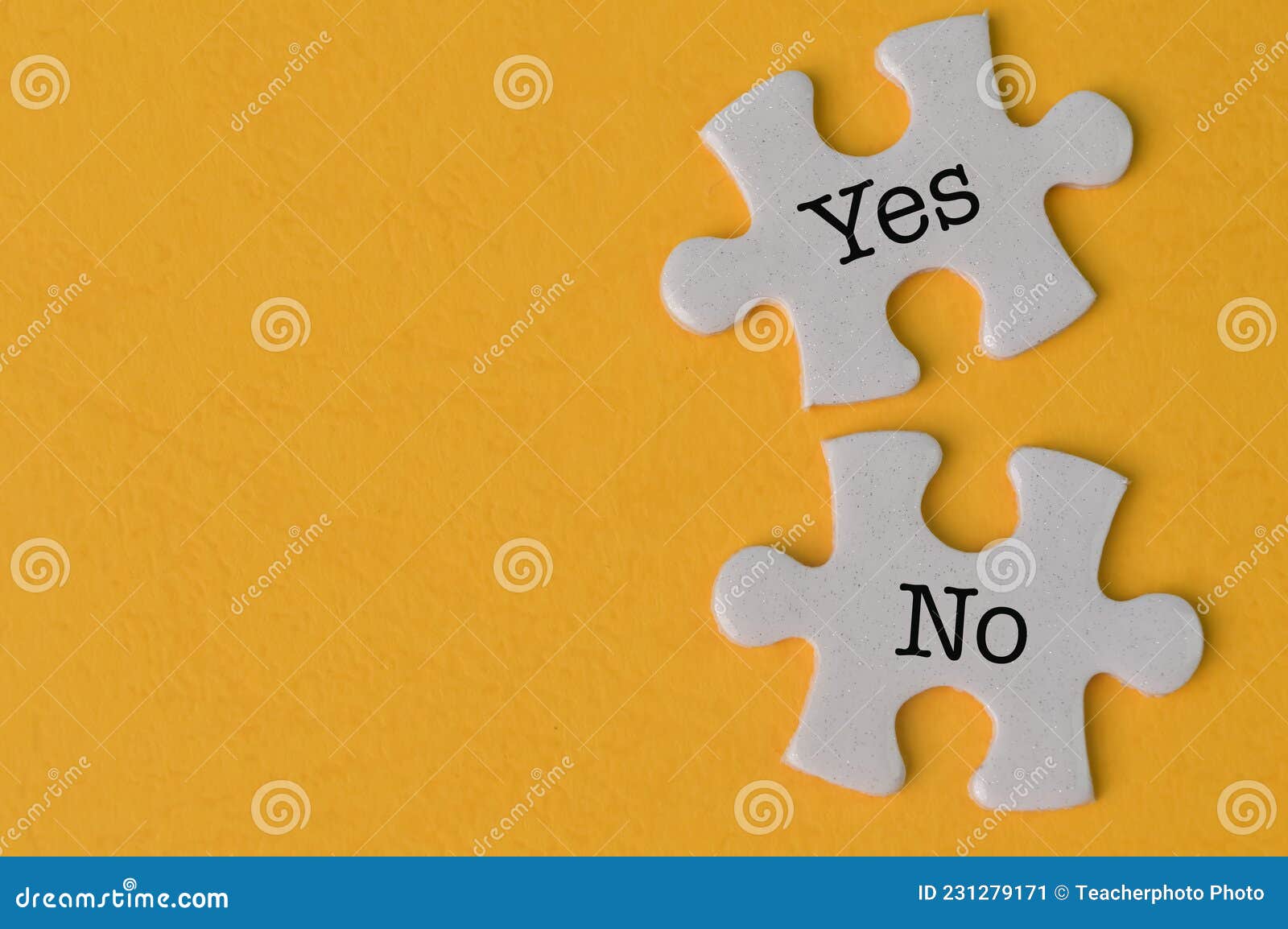 Jigsaw Puzzle with Text YES and NO Isolated on a Yellow Background ...