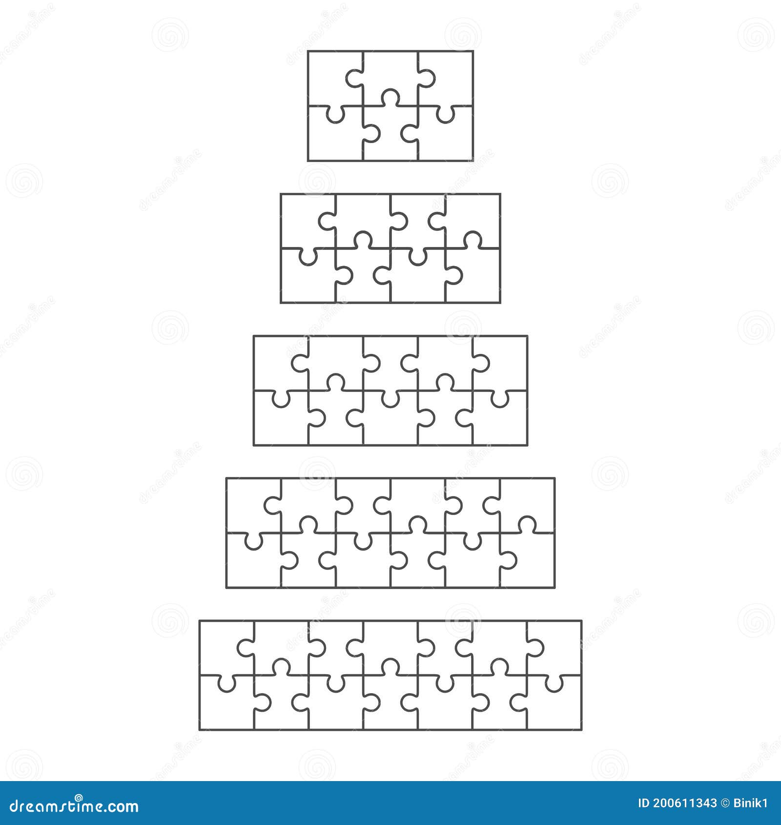 Jigsaw Puzzle Vector Flat Templates Set Stock Illustration ...