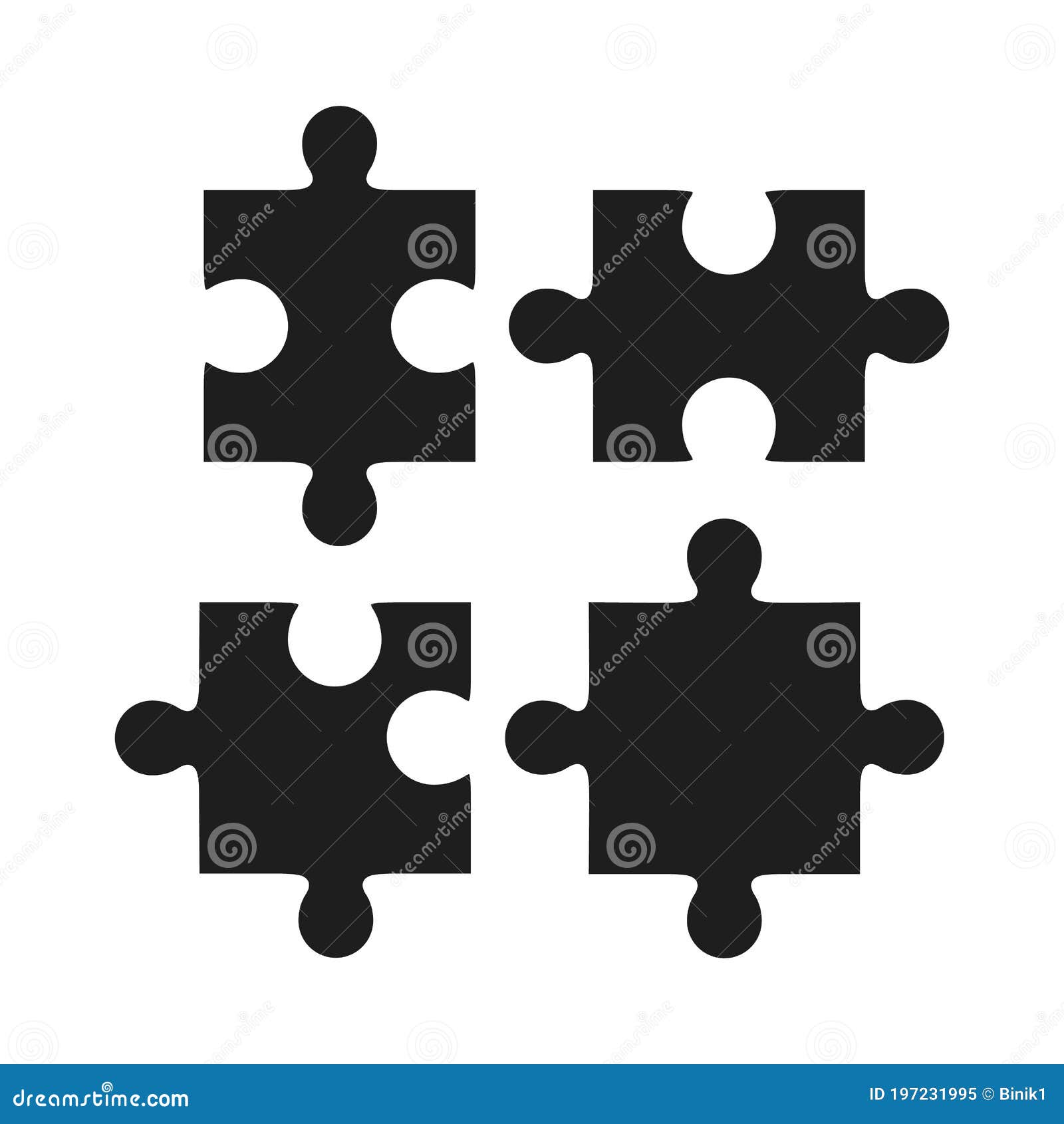 Jigsaw Puzzle Vector, Four Pieces Stock Vector - Illustration of design ...