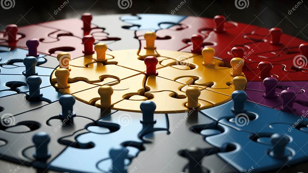 Jigsaw Puzzles, Unity and Teamwork Stock Illustration - Illustration of ...