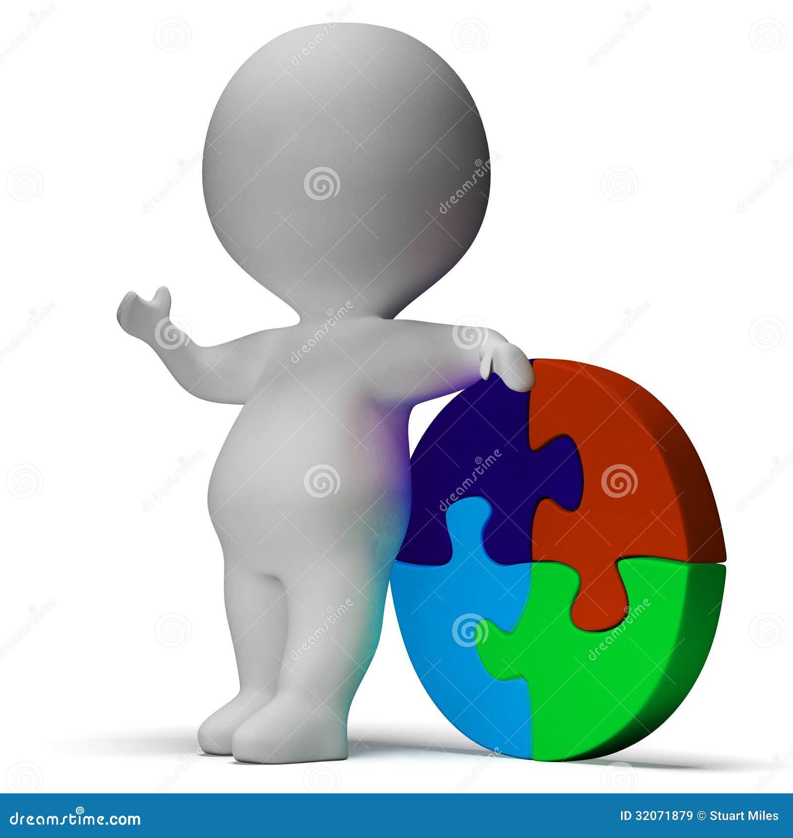 Jigsaw Solution And 3d Character Shows Solution Or Finished Stock Image ...