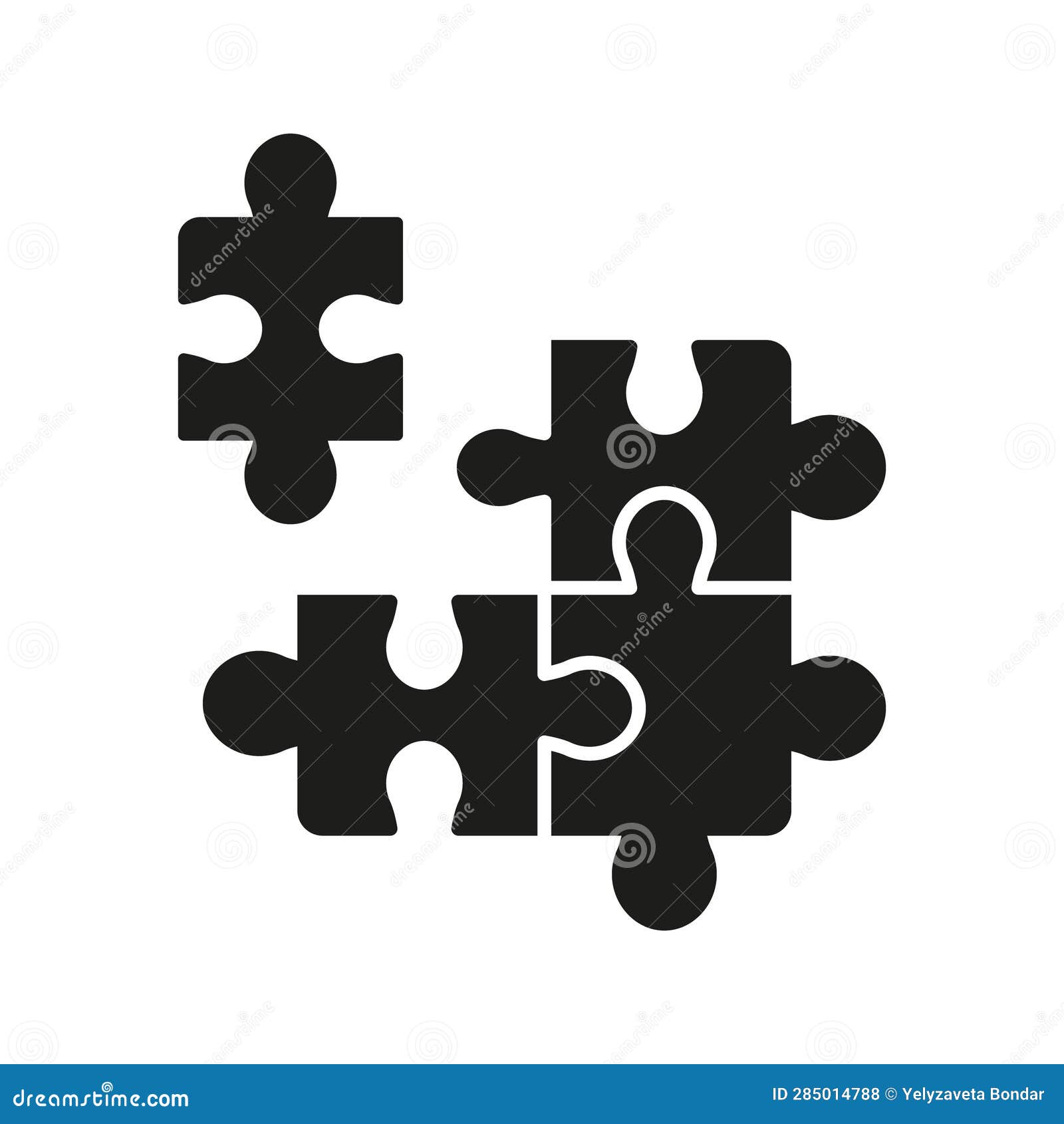 Jigsaw Square Matches Glyph Pictogram. Teamwork, Solution, Combination ...