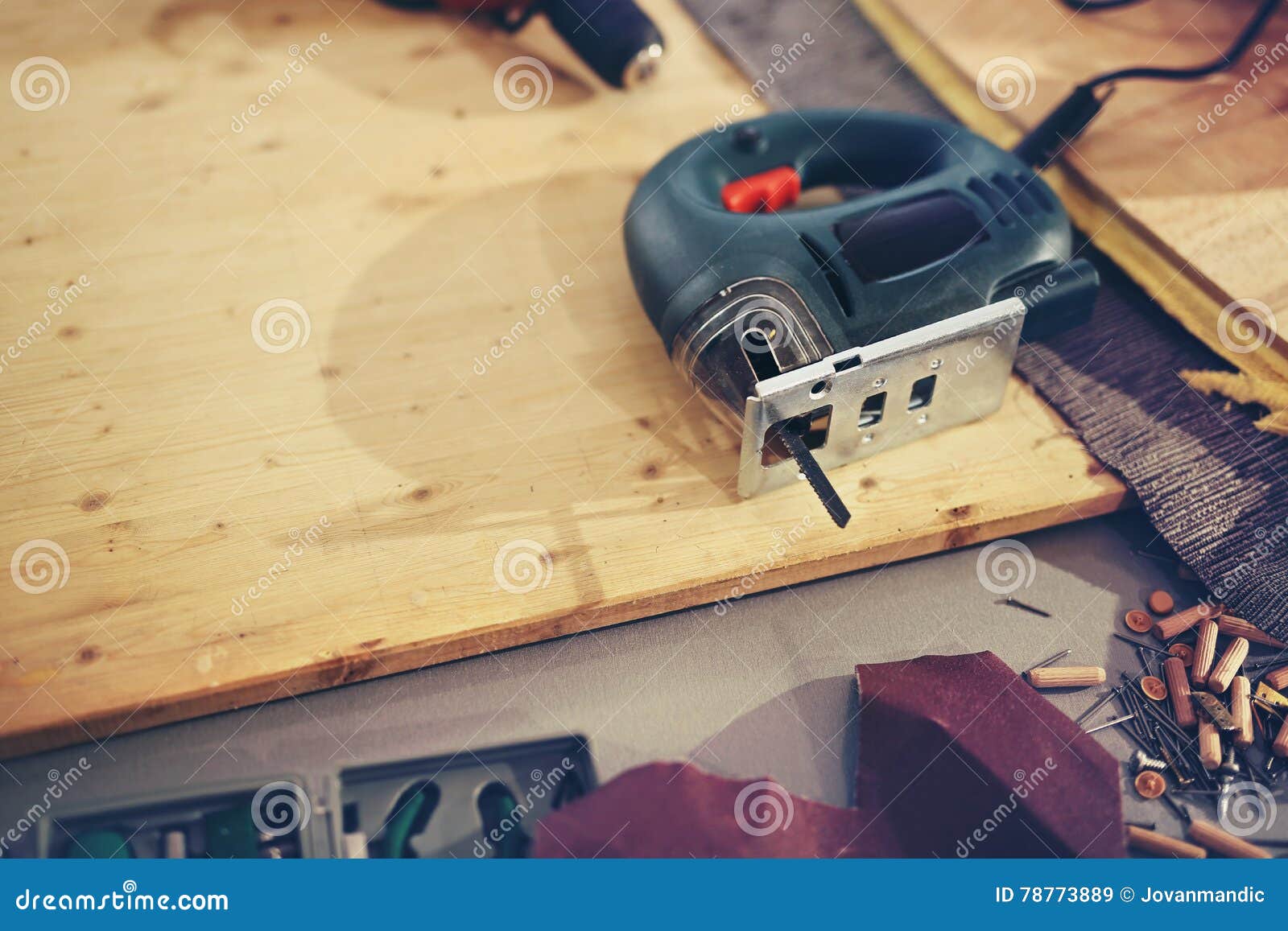 Jigsaw on the Table in a Carpentry Workshop Stock Image - Image of ...