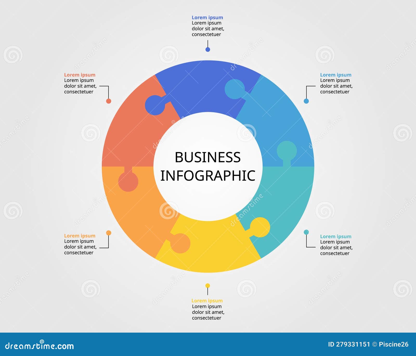 Jigsaw Template for Infographic for Presentation for 6 Element Stock ...