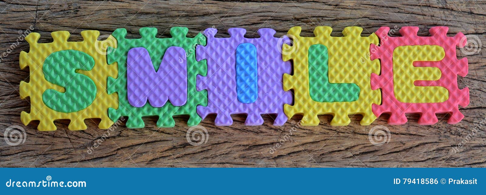 Jigsaw Written Smile Word on Wood Background Stock Photo - Image of ...