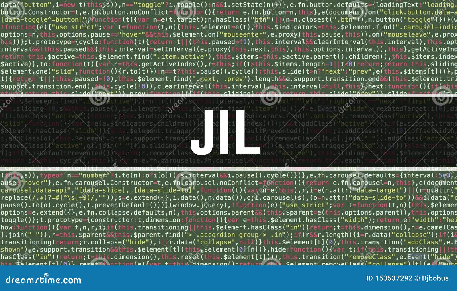 JIL Text Written on Programming Code Abstract Technology Background of ...