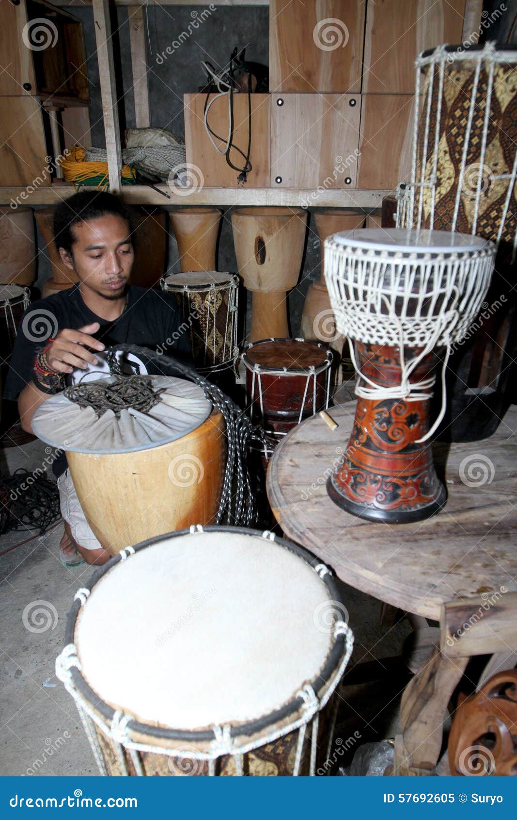 Jimbe editorial image. Image of making, java, timbale - 57692605