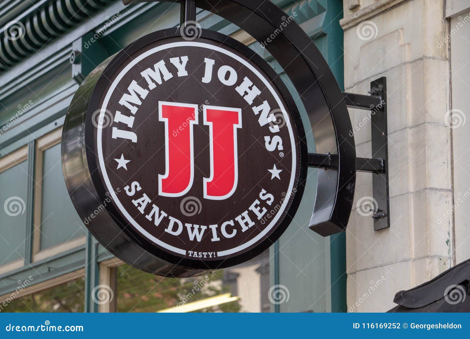 Jimmy Johns Logo Sign fotografía editorial. Imagen de salida - 116169252
