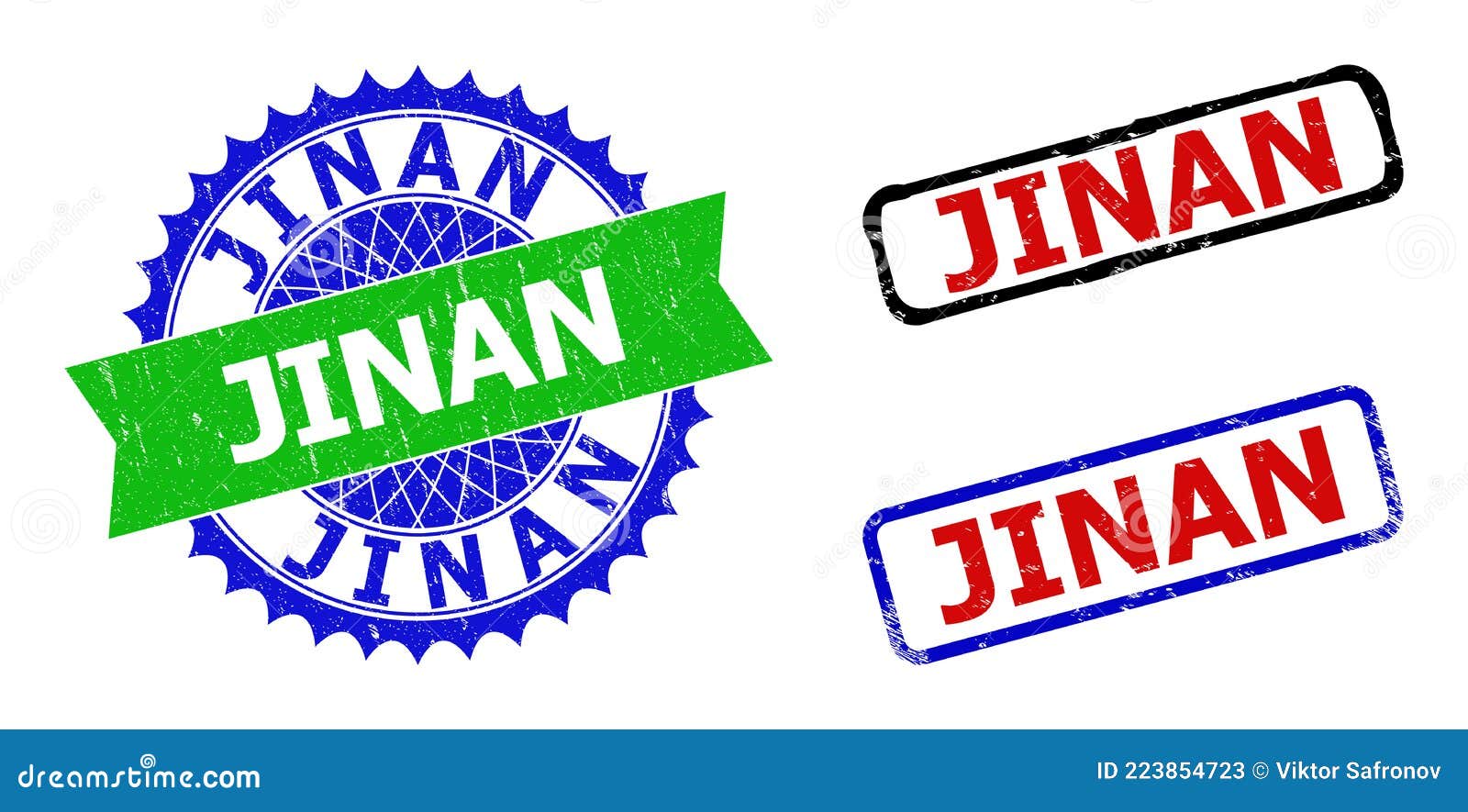 Jinan Rosette And Rectangle Bicolor Seals With Corroded Styles Stock