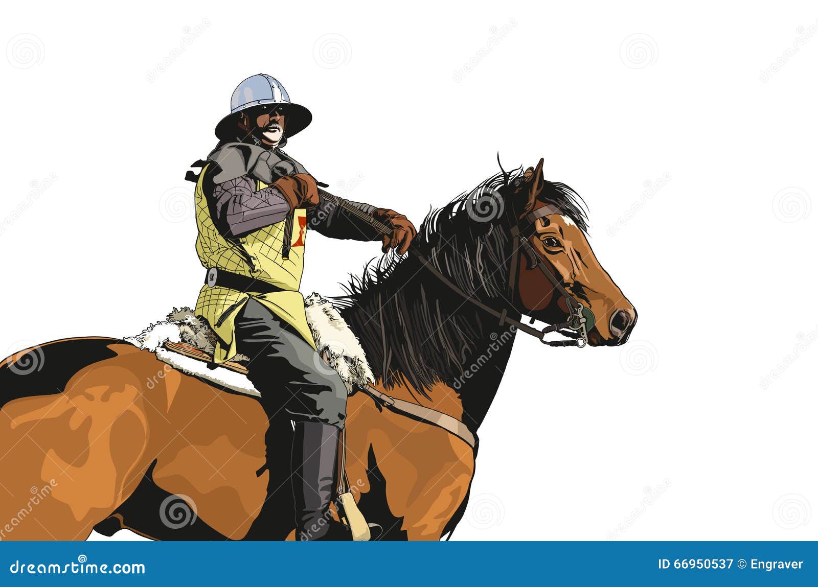 Jinete medieval ilustración del vector. Ilustración de hombre - 66950537