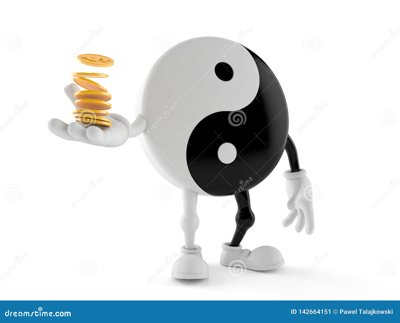 Jing Jang Character with Stack of Coins Stock Illustration ...