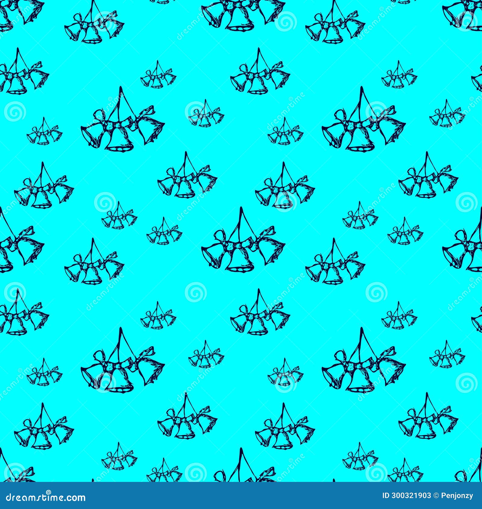 Jingle Bells Christmas Seamless Pattern. Hand Drawn Illustration Stock ...