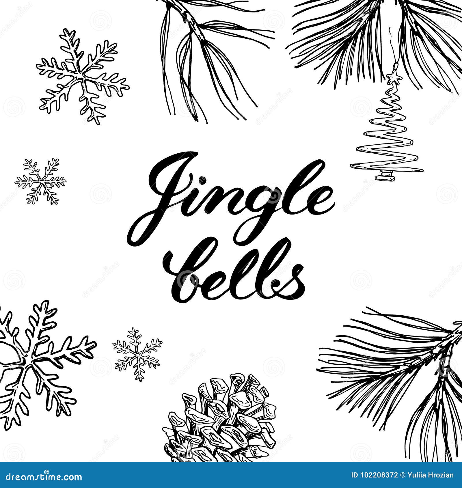 Jingle Bells! Hand Drawn Graphic Elements and Lettering. Stock Vector ...
