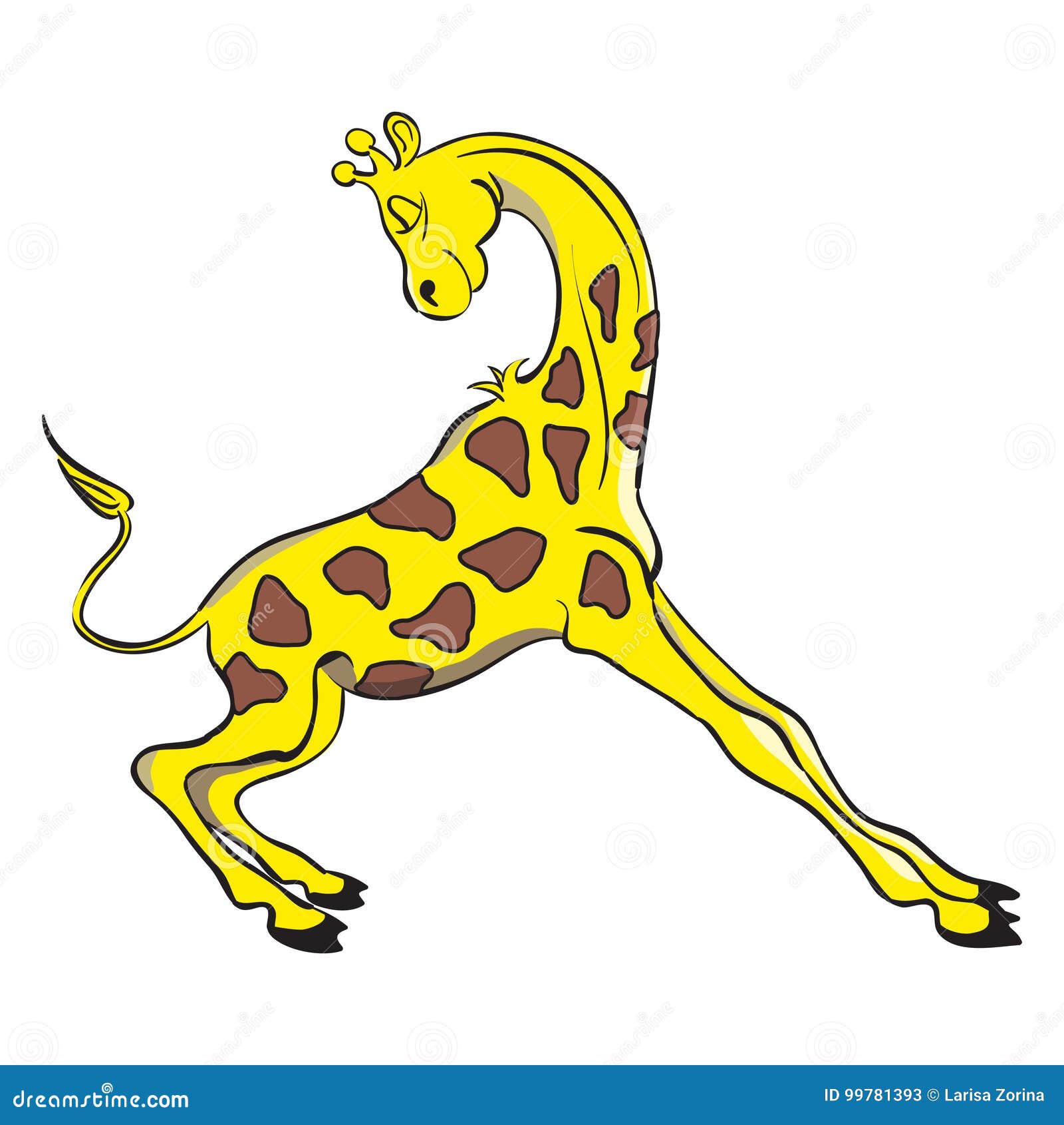 Jirafa Amarilla Sonriente Divertida Ilustración del Vector ...