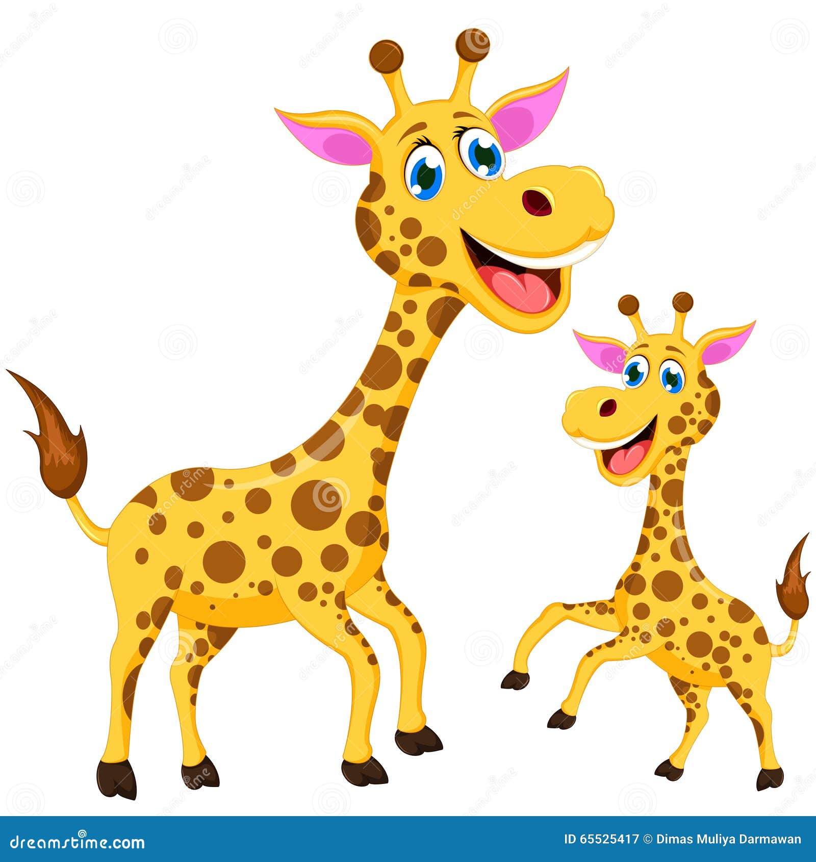 Dibujos Animados De Jirafa Feliz Vector Premium