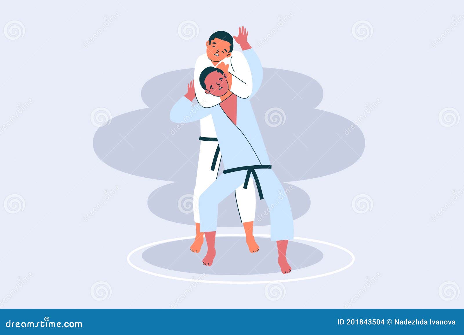 Jiu-jitsu Athletes Fighting Illustration Vector Stock Illustration ...