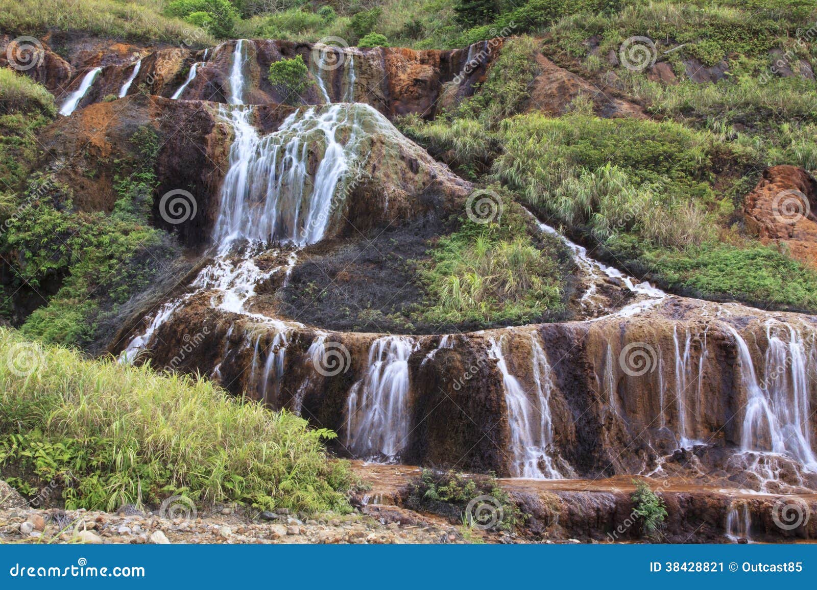 Golden Waterfall Is One Of The Most Beautiful Waterfall In Taiwan Stock ...