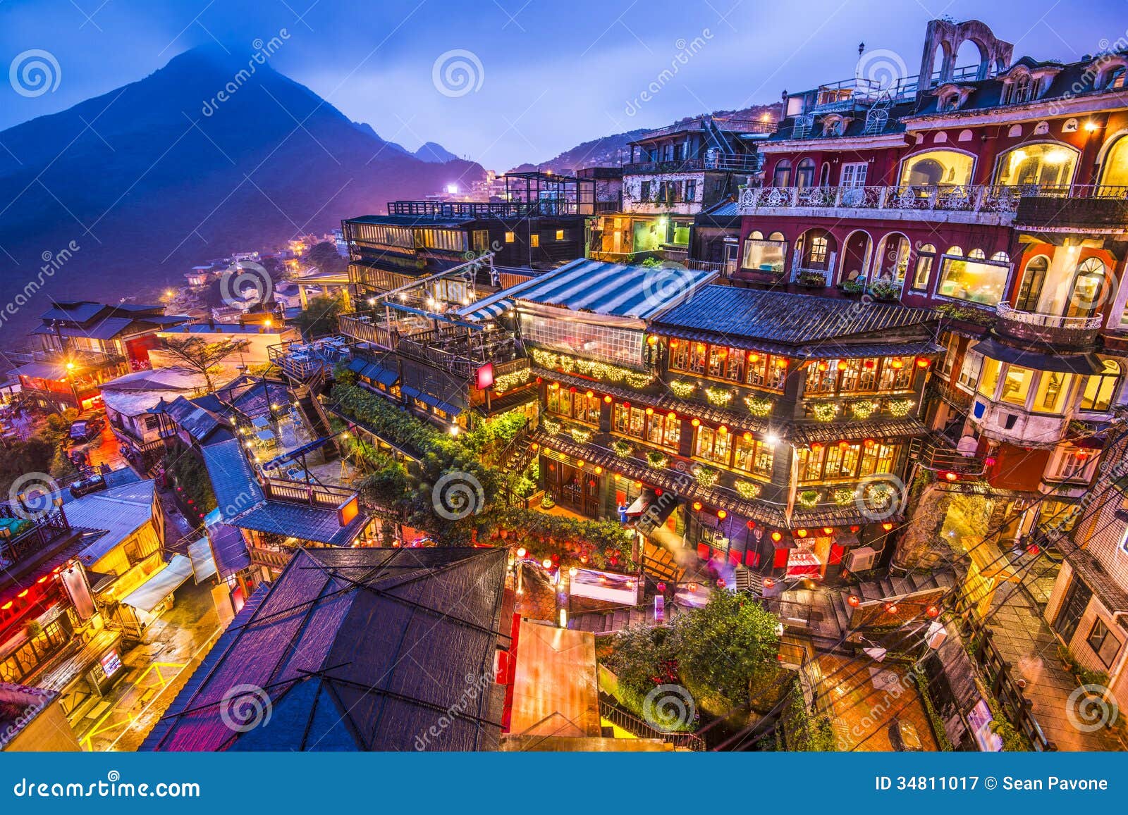 Jiufen, Taiwan stock image. Image of landscape, japanese - 34811017