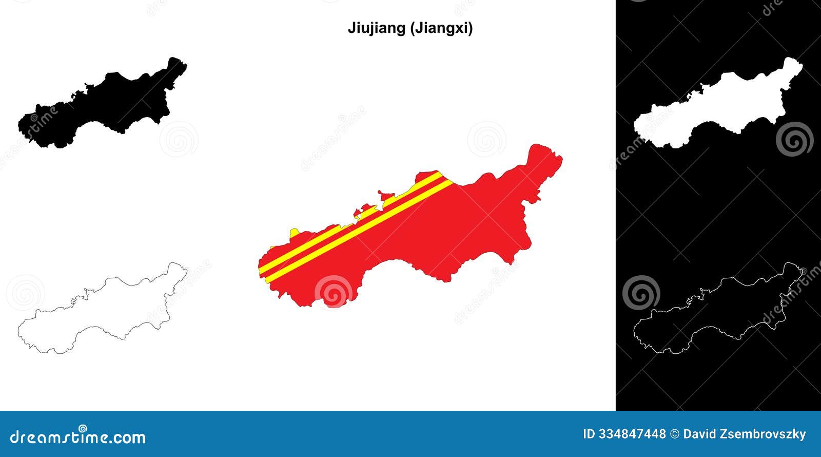 Jiujiang outline map stock illustration. Illustration of jiujiang ...