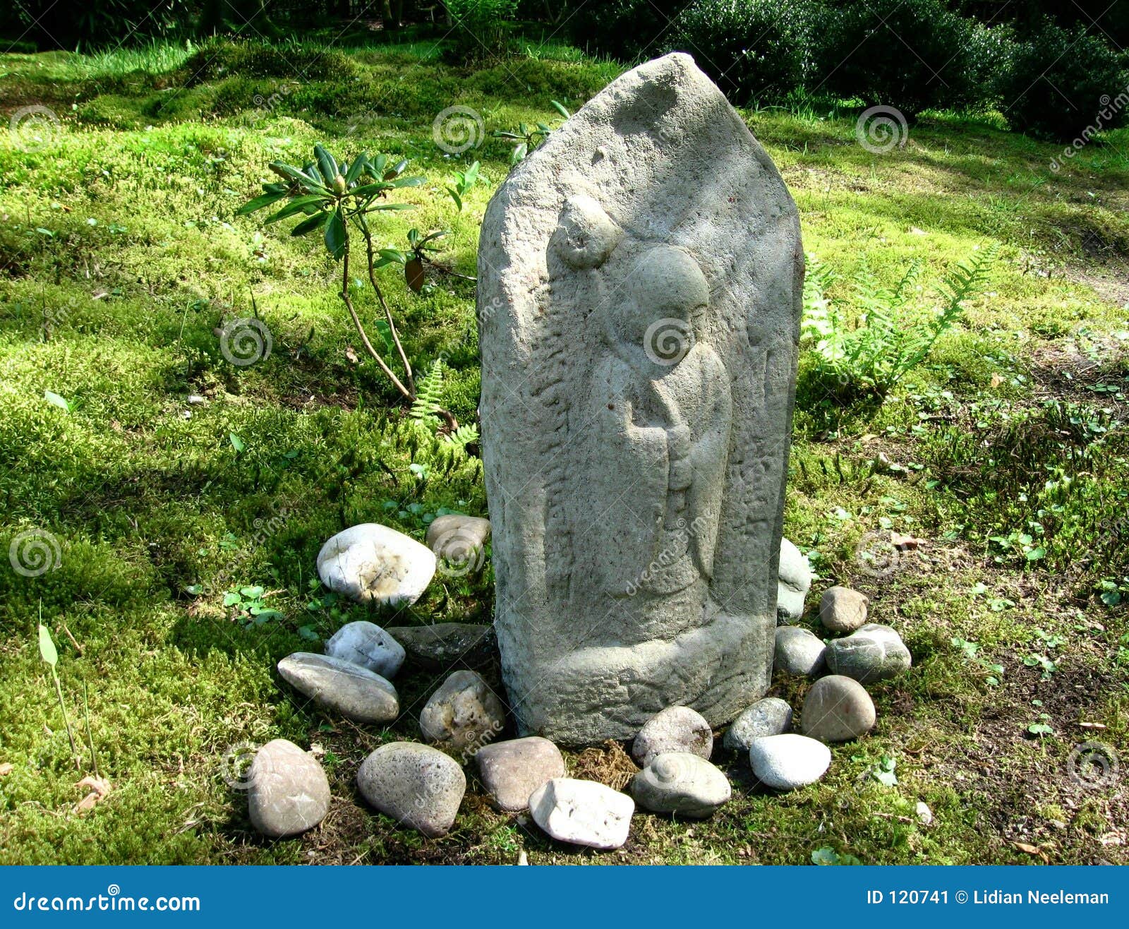 Jizo with lotus flower stock image. Image of karma, life - 120741