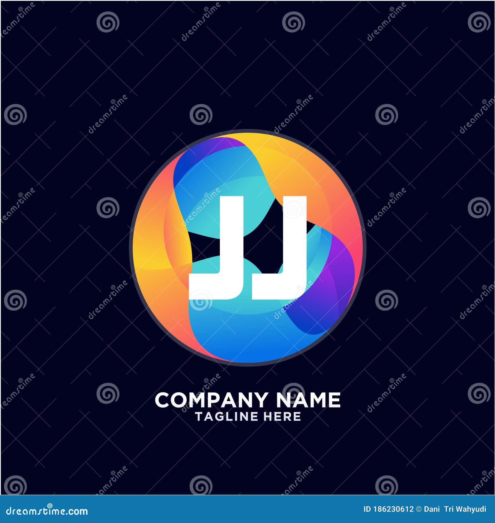 JJ Initial Logo with Colorful Circle Template Vector Stock Vector ...