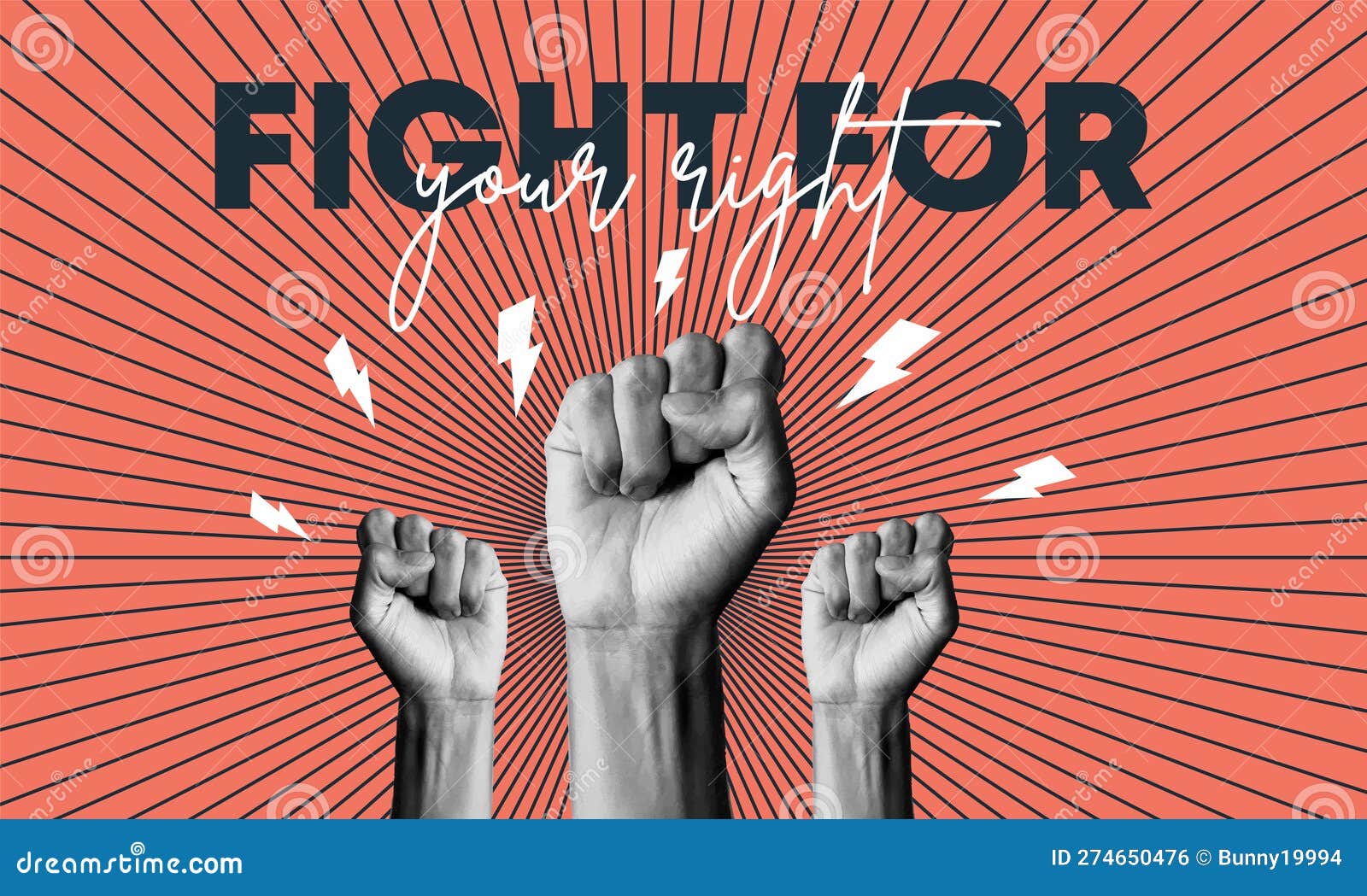 Revolution Protest With Outline Hand Vector Illustration ...