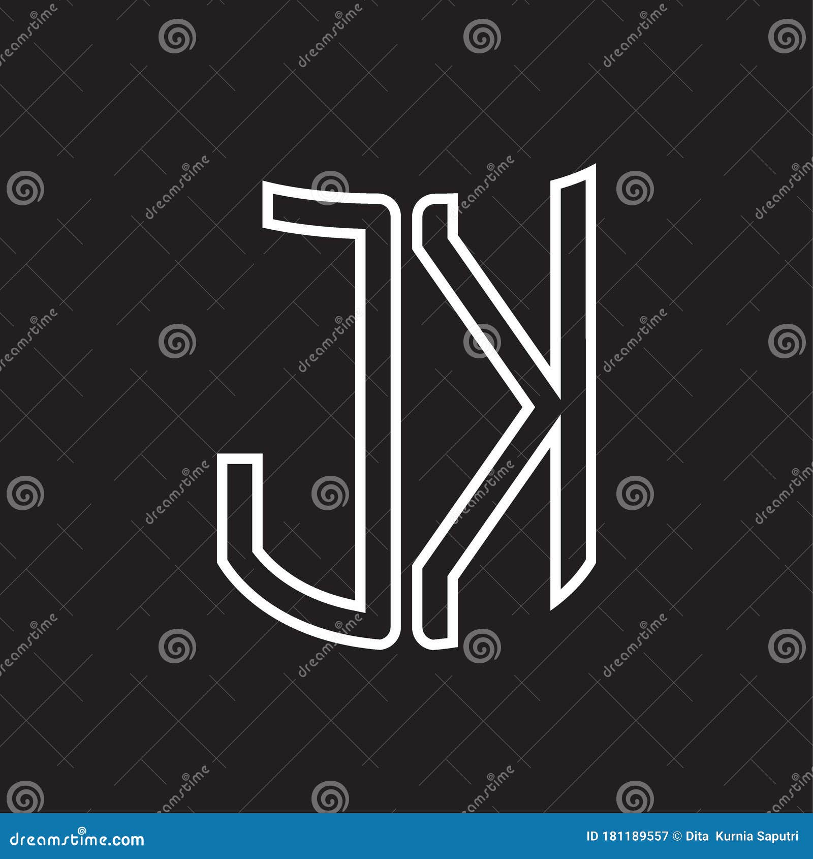 JK Logo Monogram with Ribbon Style Outline Design Template Stock Vector ...