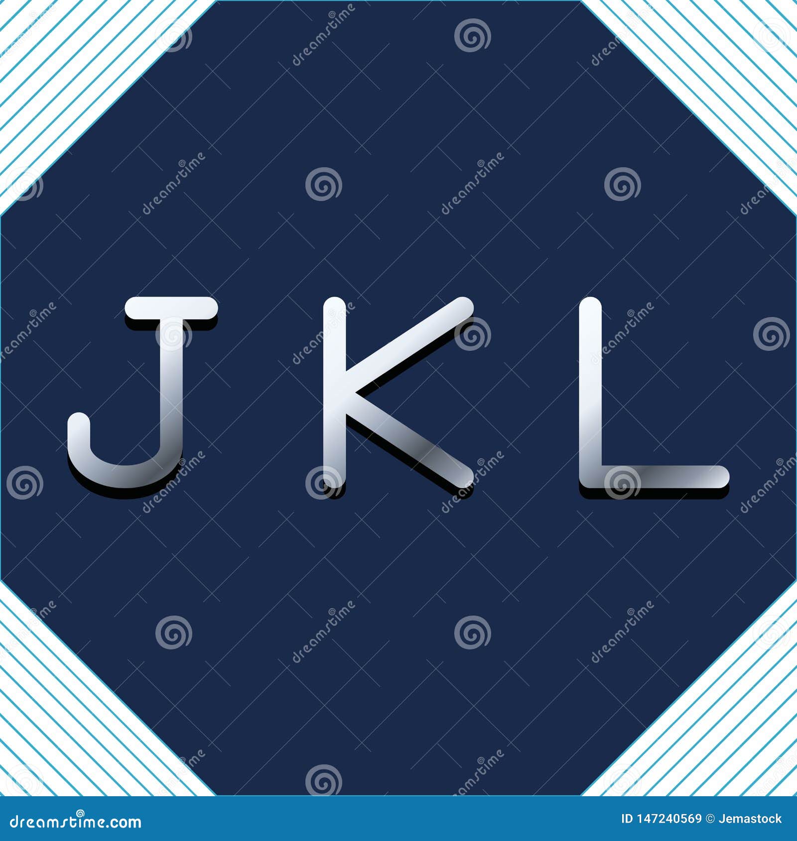 JKL metallic font stock vector. Illustration of type - 147240569