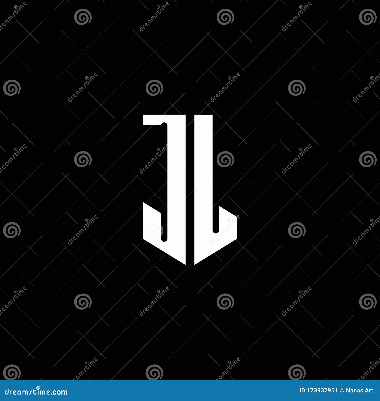 JL Logo Monogram with Emblem Style Isolated on Black Background Stock ...