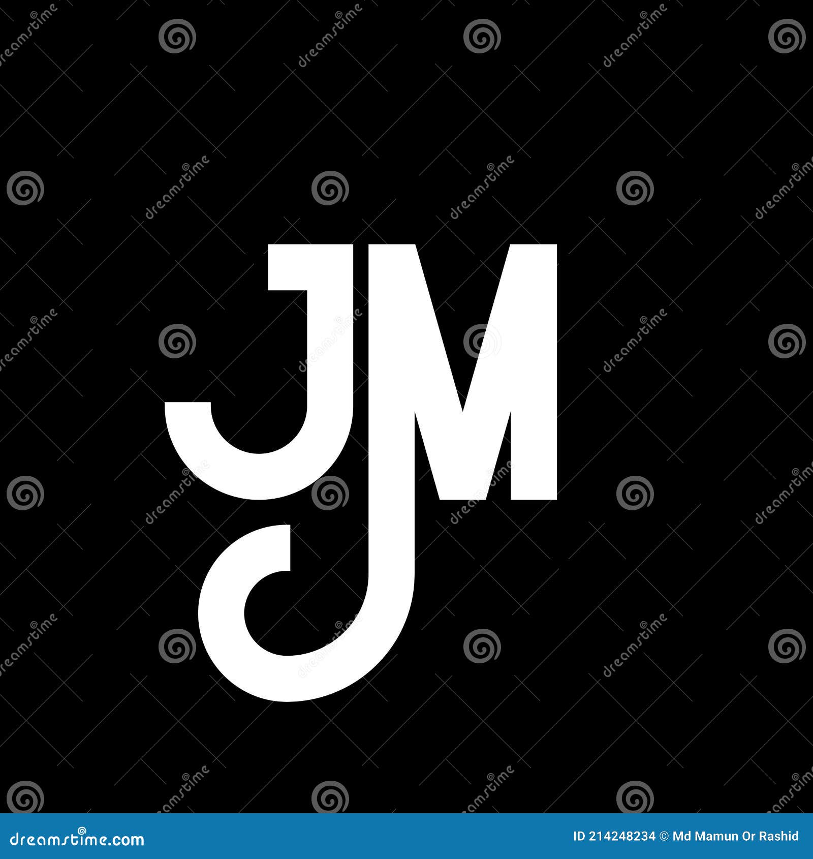 JM Letter Logo Design on Black Background. JM Creative Initials Letter ...