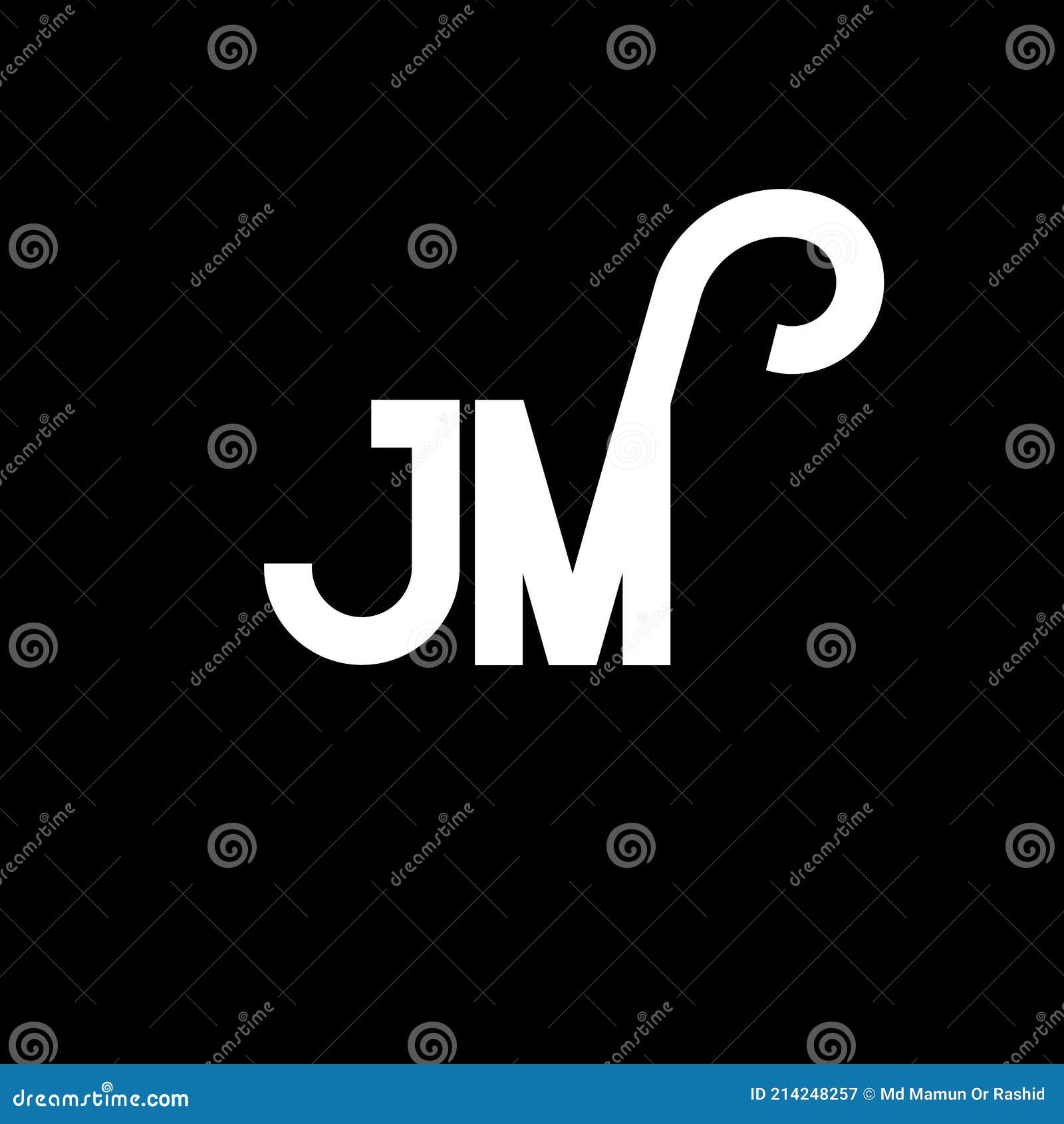 JM Letter Logo Design on Black Background. JM Creative Initials Letter ...