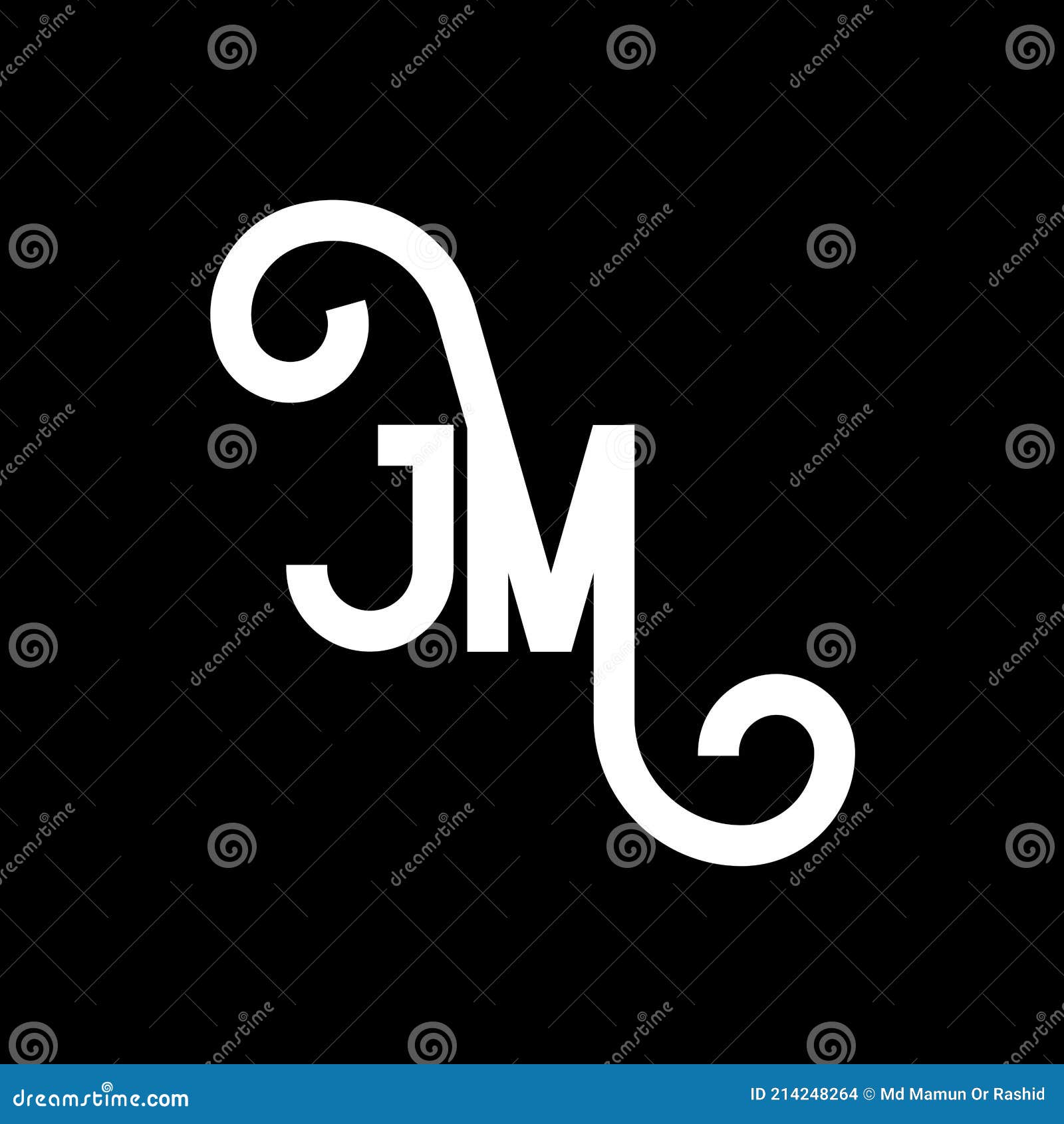 JM Letter Logo Design on Black Background. JM Creative Initials Letter ...