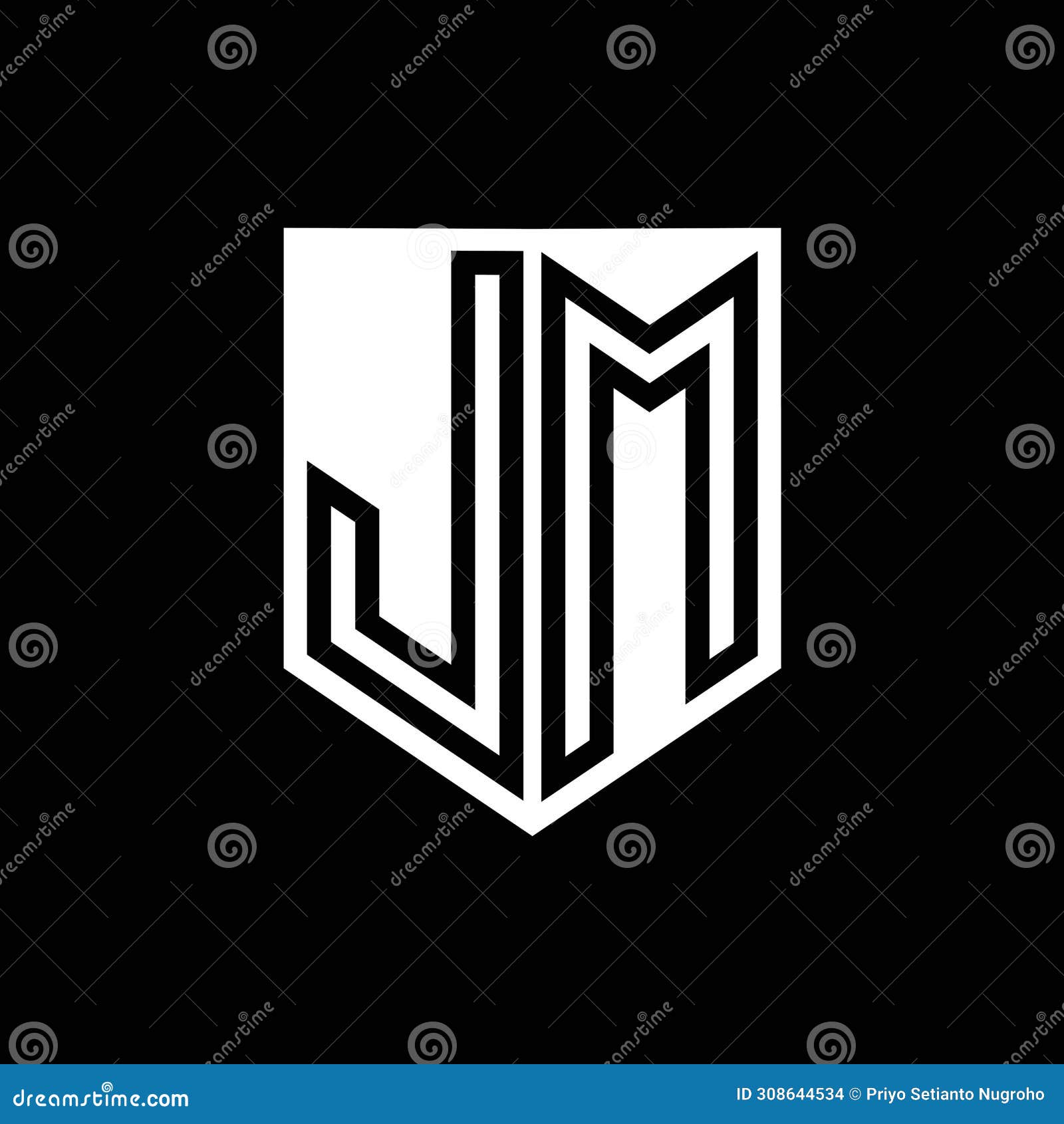 JM Logo Monogram Shield Geometric Black Line Inside White Shield Color ...