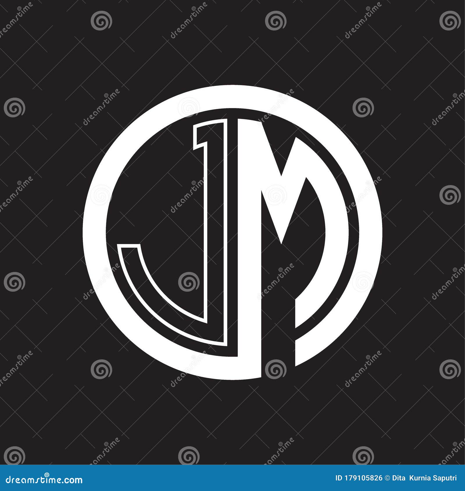 JM Logo with Circle Rounded Negative Space Design Template Stock ...