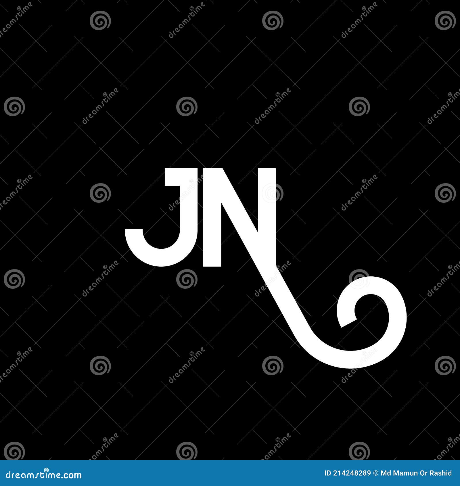 JN Letter Logo Design on Black Background. JN Creative Initials Letter ...