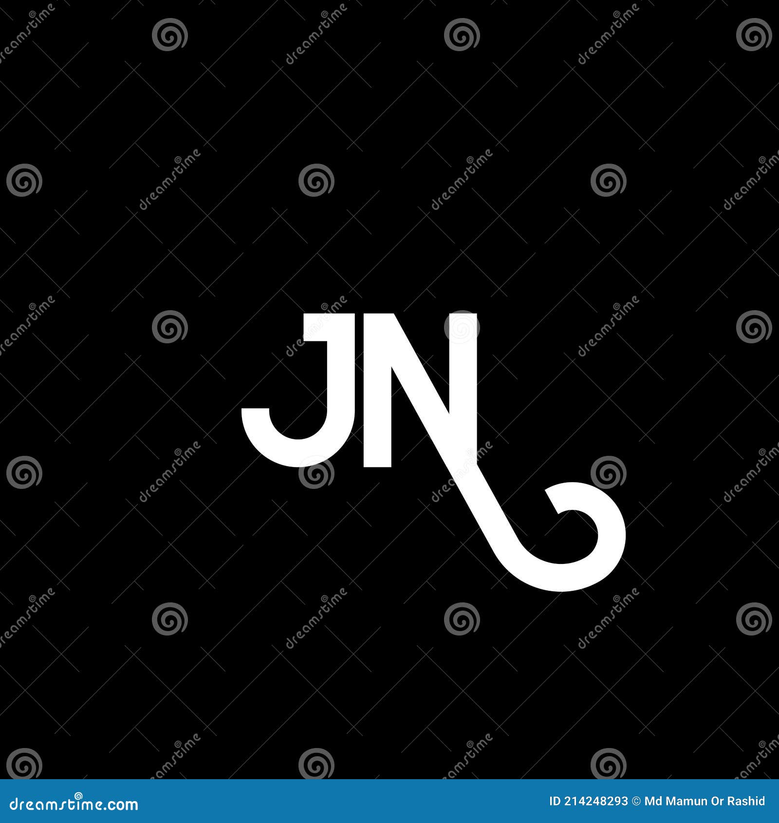 JN Letter Logo Design on Black Background. JN Creative Initials Letter ...