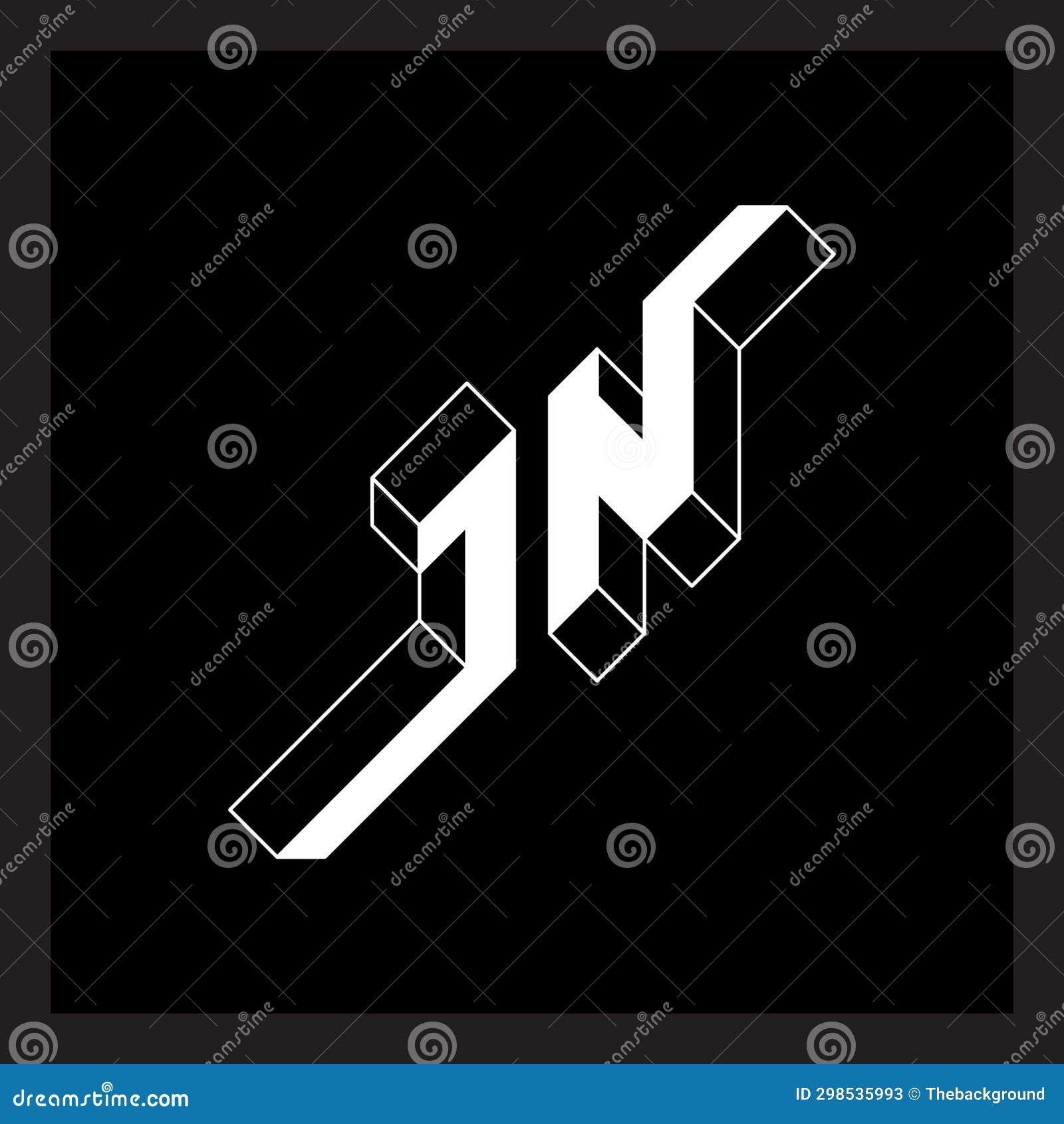 JN - Logo or 2-letter Code. Isometric 3d Font for Design. Letters J and ...
