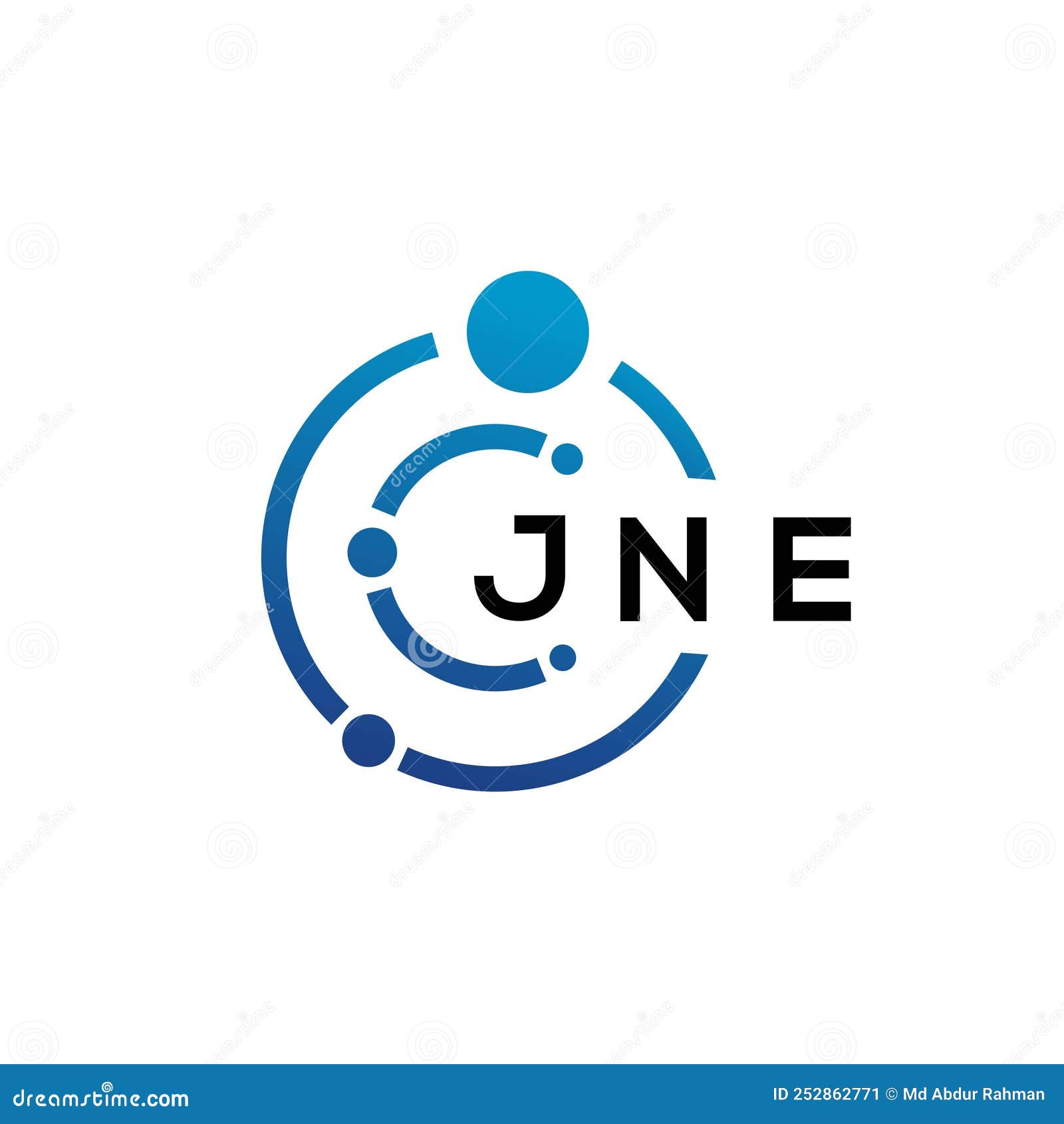 JNE Letter Technology Logo Design on White Background. JNE Creative ...